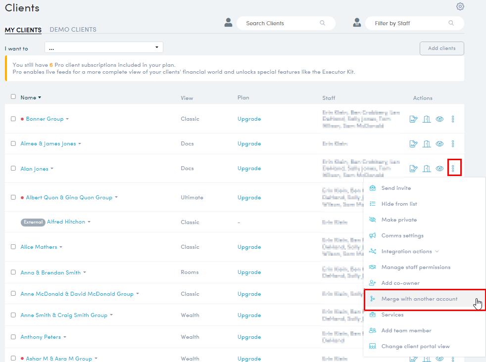 How do I merge clients to form a Client Group? – Wealth Portal