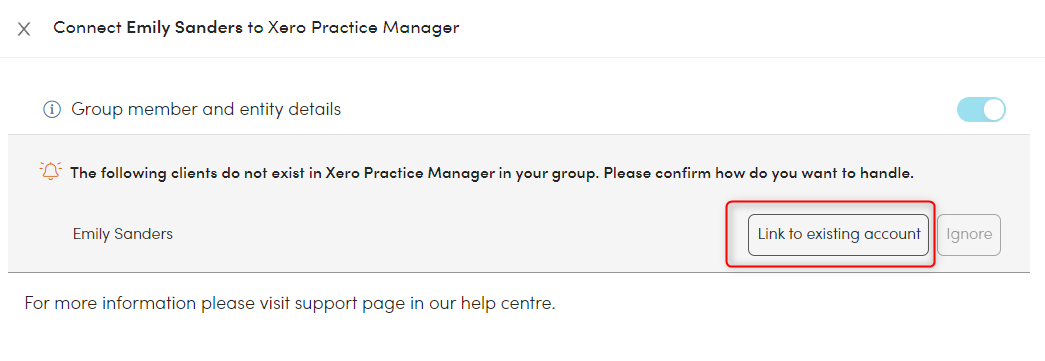 How do I connect/disconnect a client to their Xero Practice Manager (XPM) file within the ...