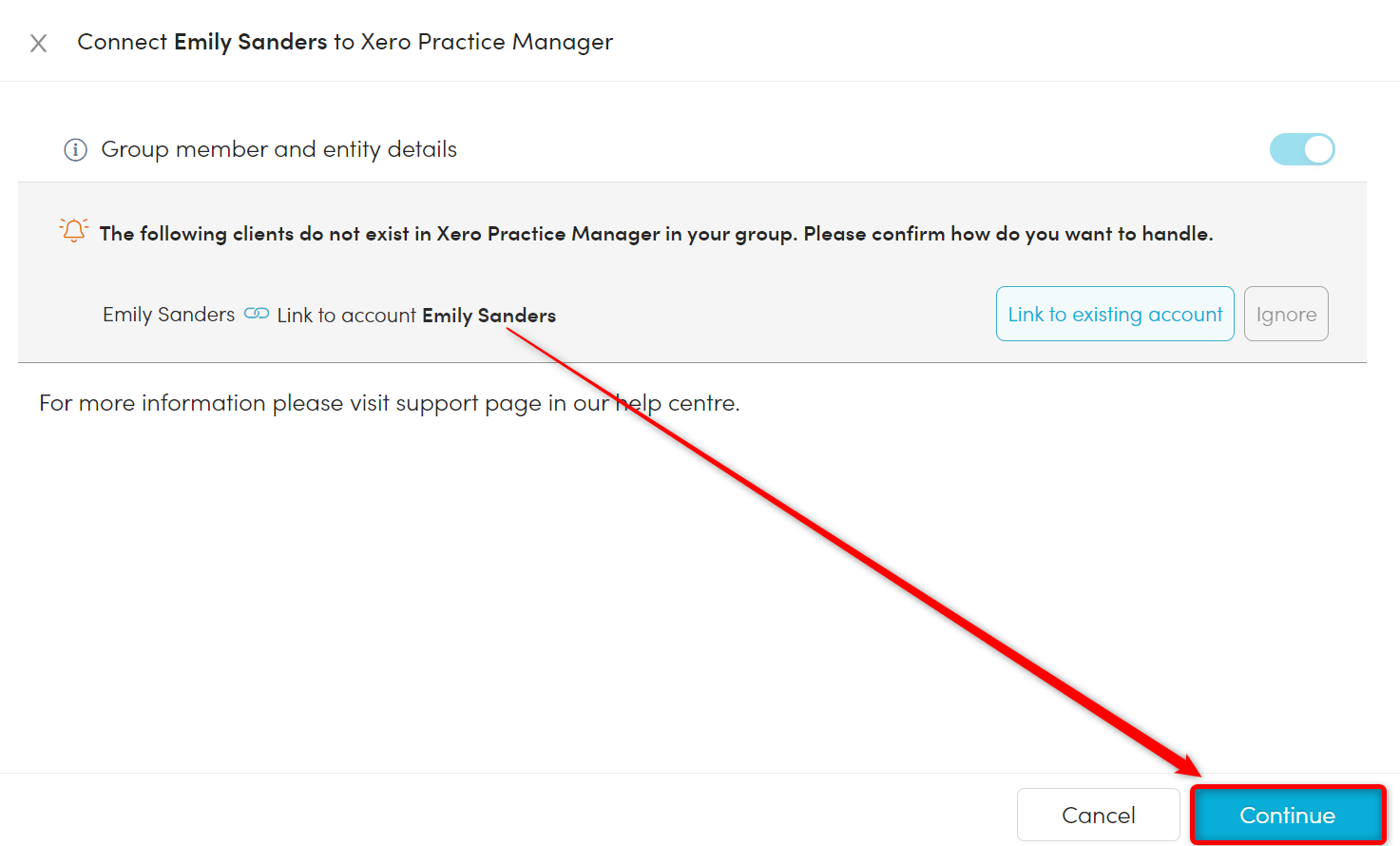 How do I connect/disconnect a client to their Xero Practice Manager (XPM) file within the ...