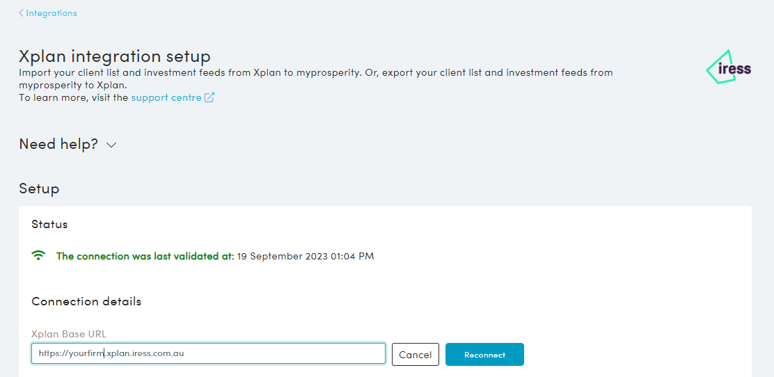 How do I reconnect the Xplan integration? – Wealth Portal