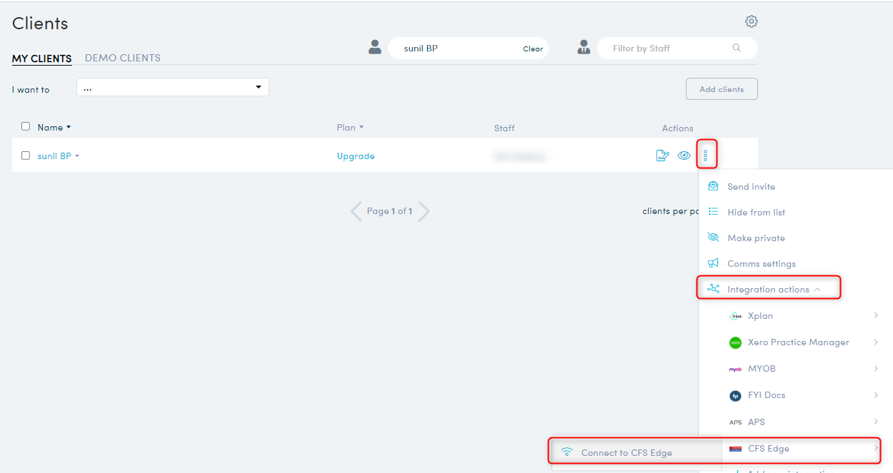 How do I connect/disconnect a client to/from their CFS Edge file within ...