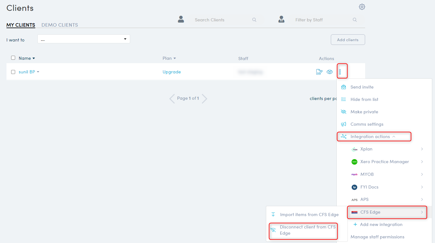 How do I connect/disconnect a client to/from their CFS Edge file within ...