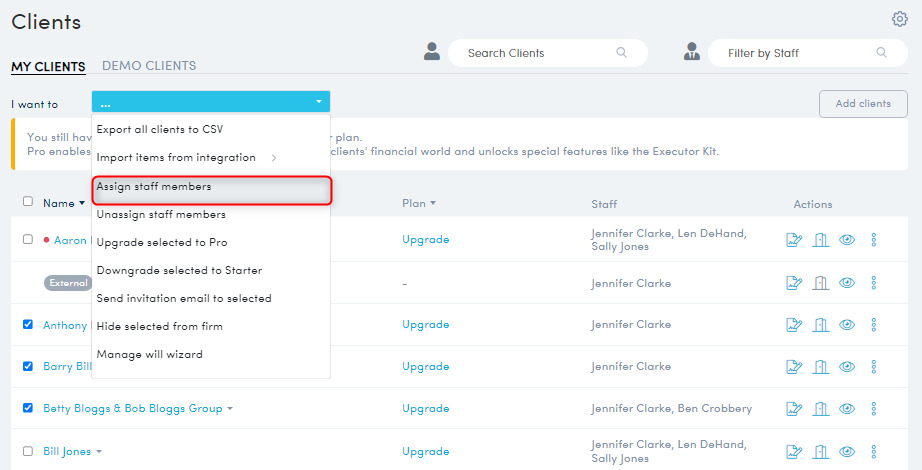 How do I assign staff to clients in bulk? – Wealth Portal