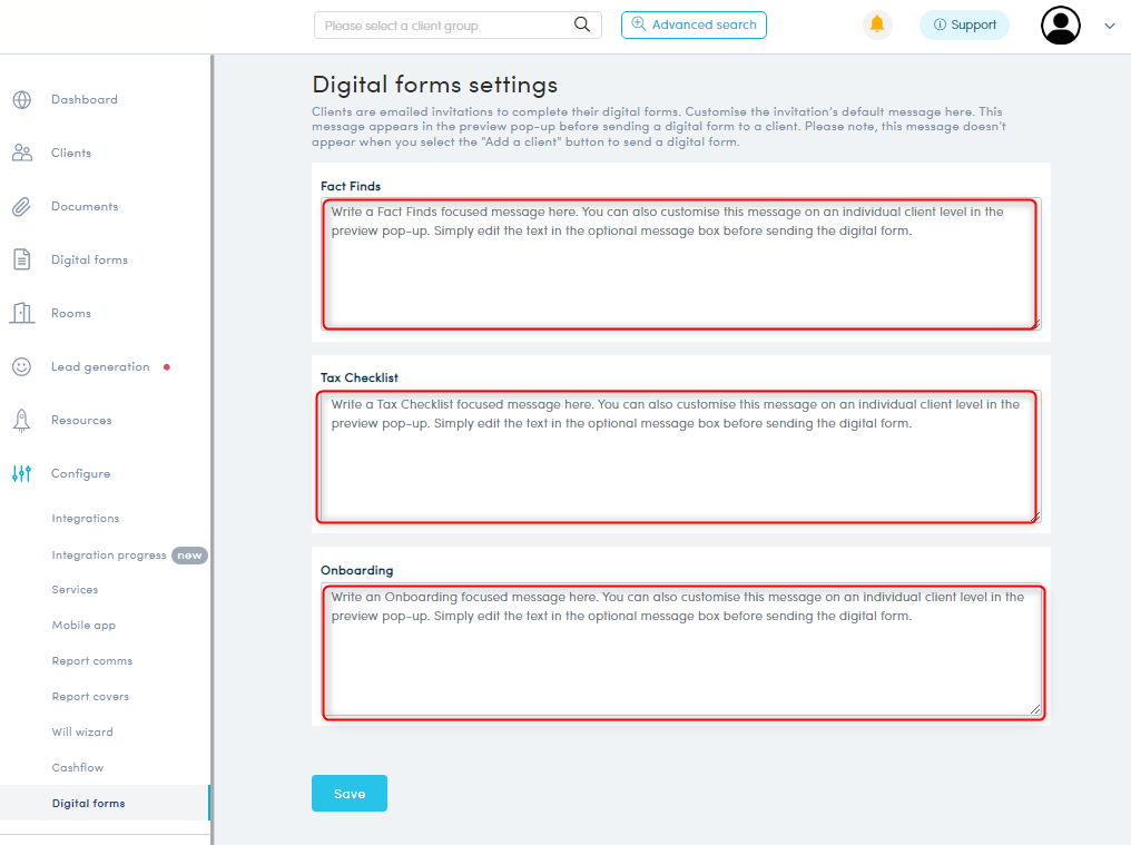 How do I customise my digital form messages? – Wealth Portal